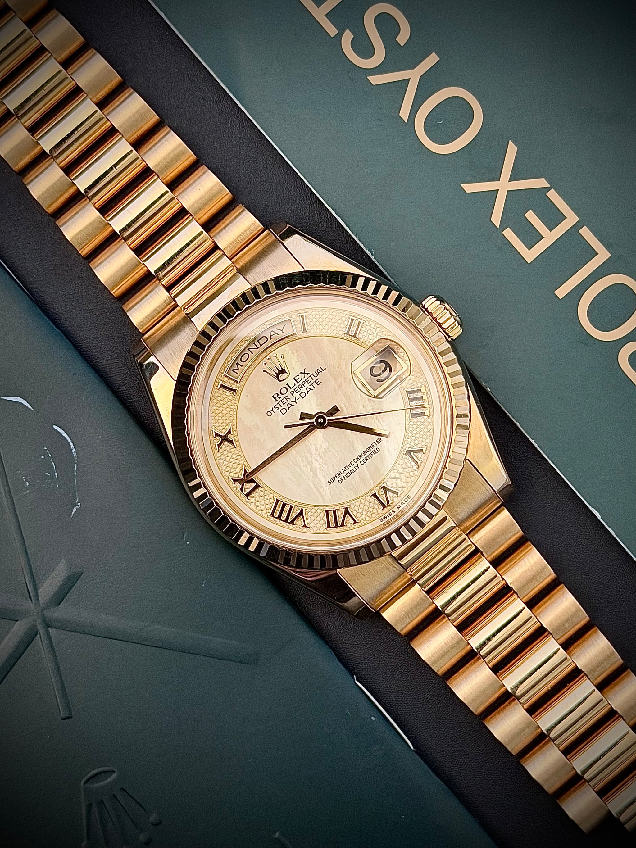 2001 ROLEX DAY-DATE PRESIDENT, 118238, FACTORY SECTOR MOTHER OF PEARL