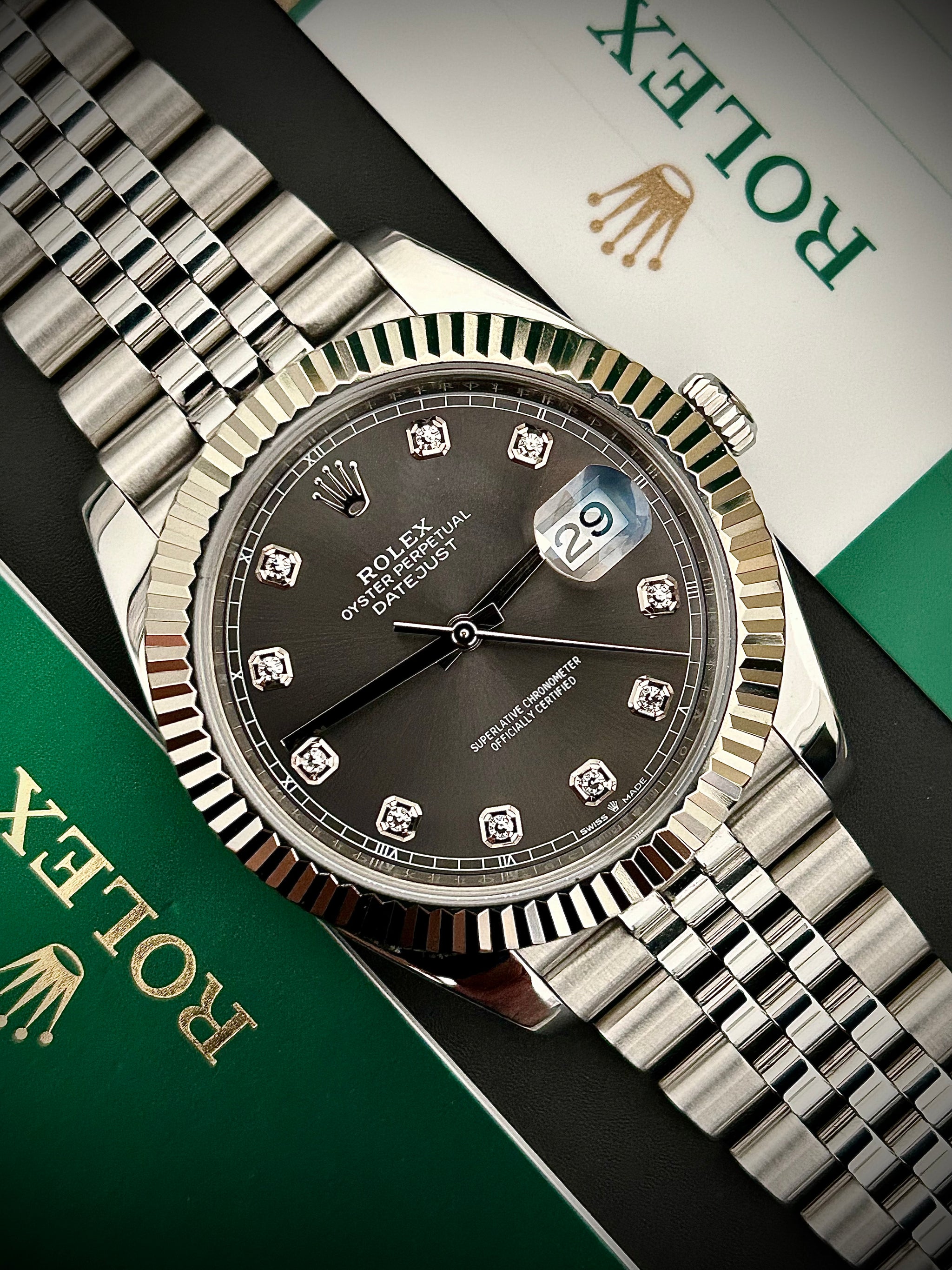 2020 ROLEX DATEJUST 41, RHODIUM DIAMOND DIAL, 126334, FULL SET, INC GS